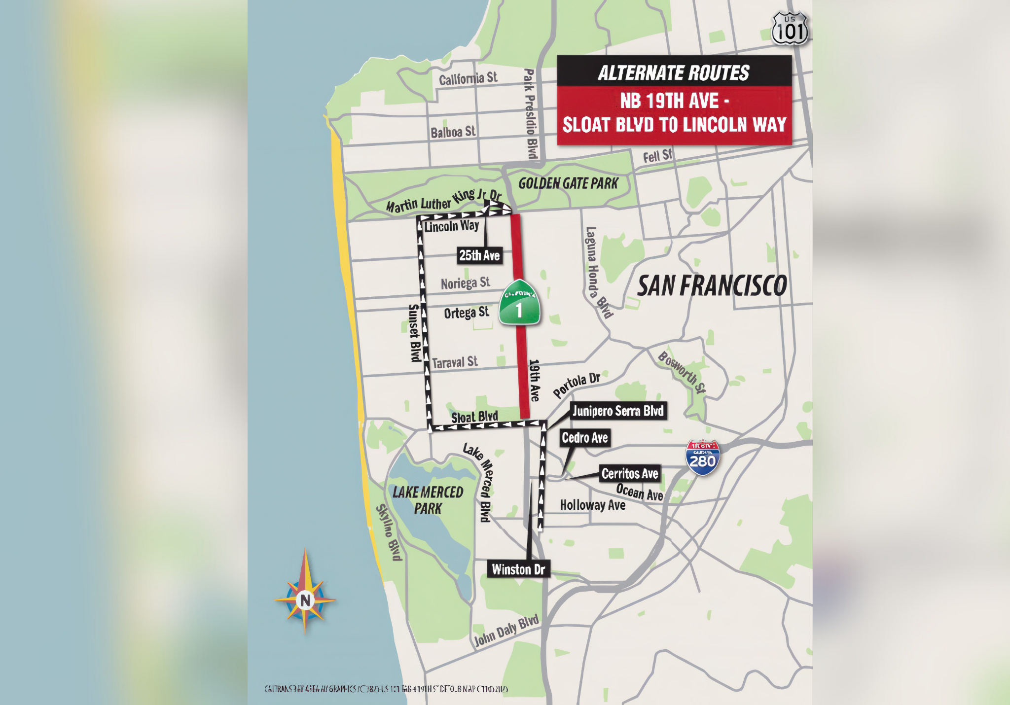 Caltrans to start yearlong 19th Avenue repaving project Monday - Local ...